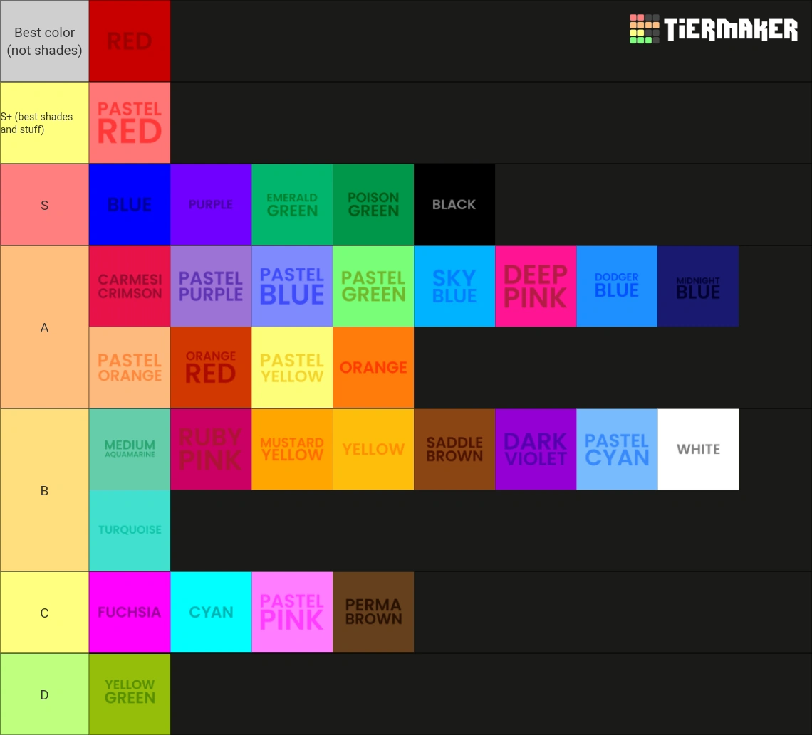 Color tierlist | Fandom