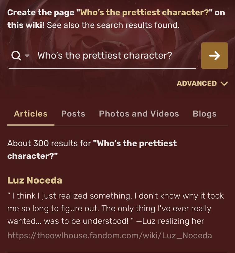 I think the Wiki search engine is a tad biased | Fandom