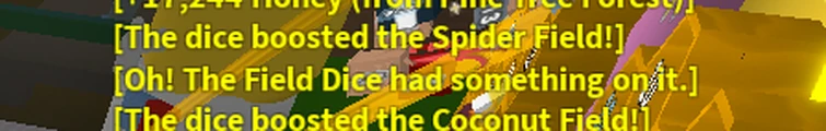 what does "the field dice had something on it" in rainbow flashing text ...