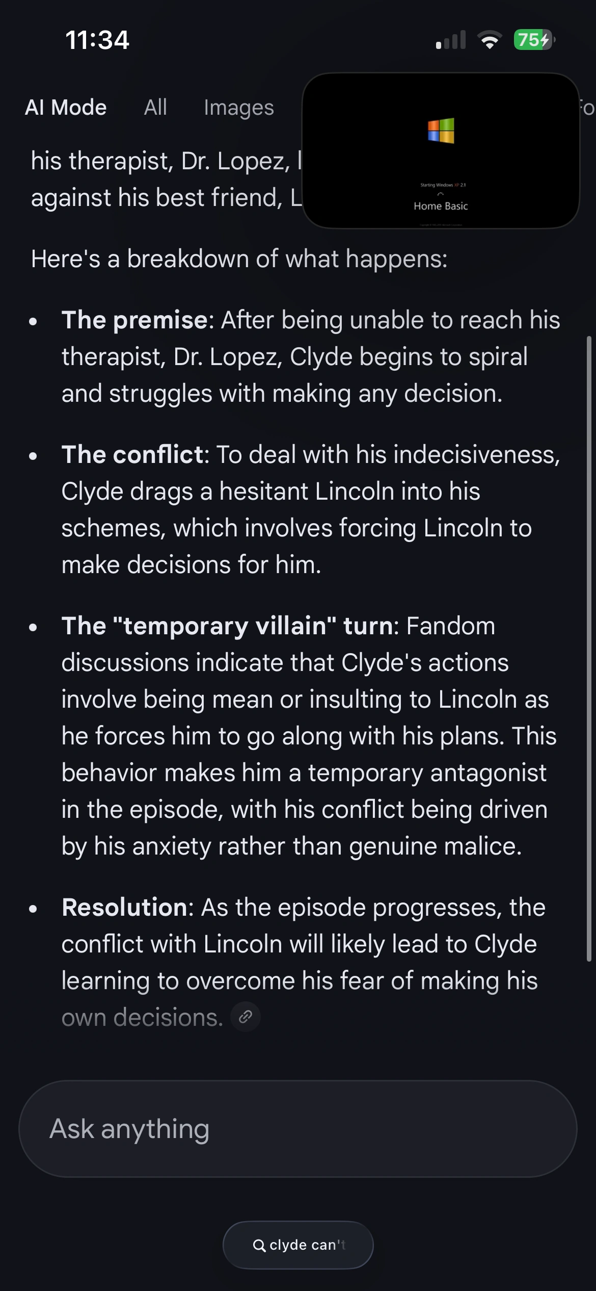 Another Google AI Mode that the episode is going to be “Clyde Can’t ...