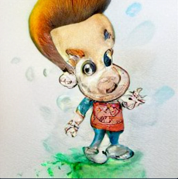 I made AI try to recreate the Jimmy Neutron Gang in a water-color ...