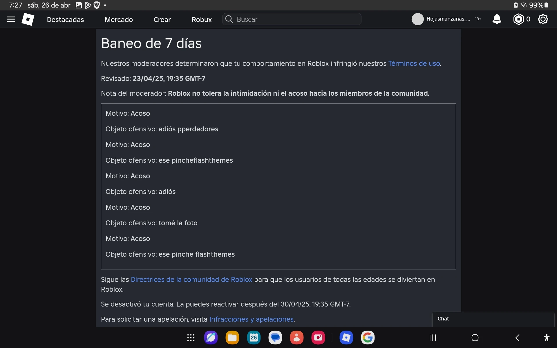Ese p****e flashthemes me baneó Roblox de nuevo por 7 días de nuevo ...