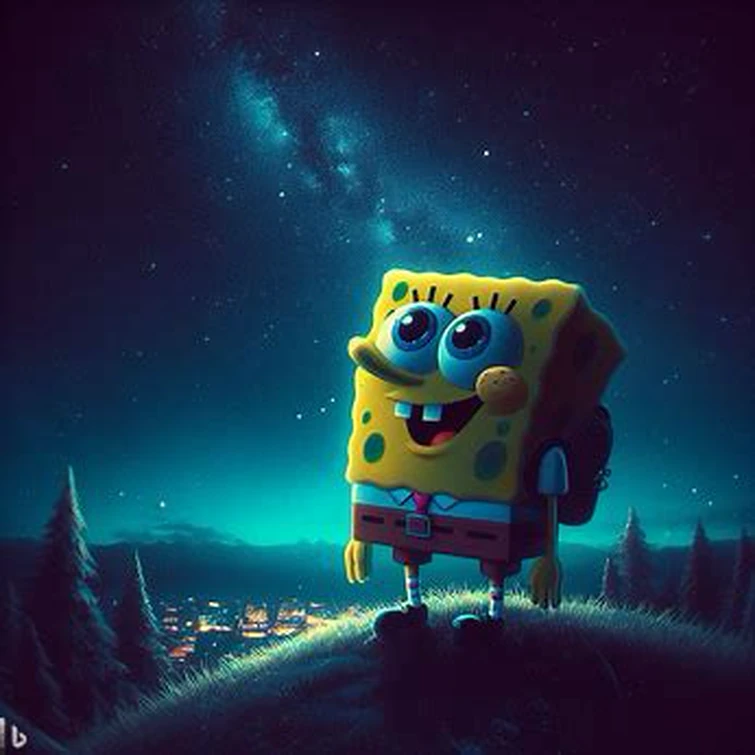 Some AI Art of SpongeBob Looking Up at the Night Sky | Fandom