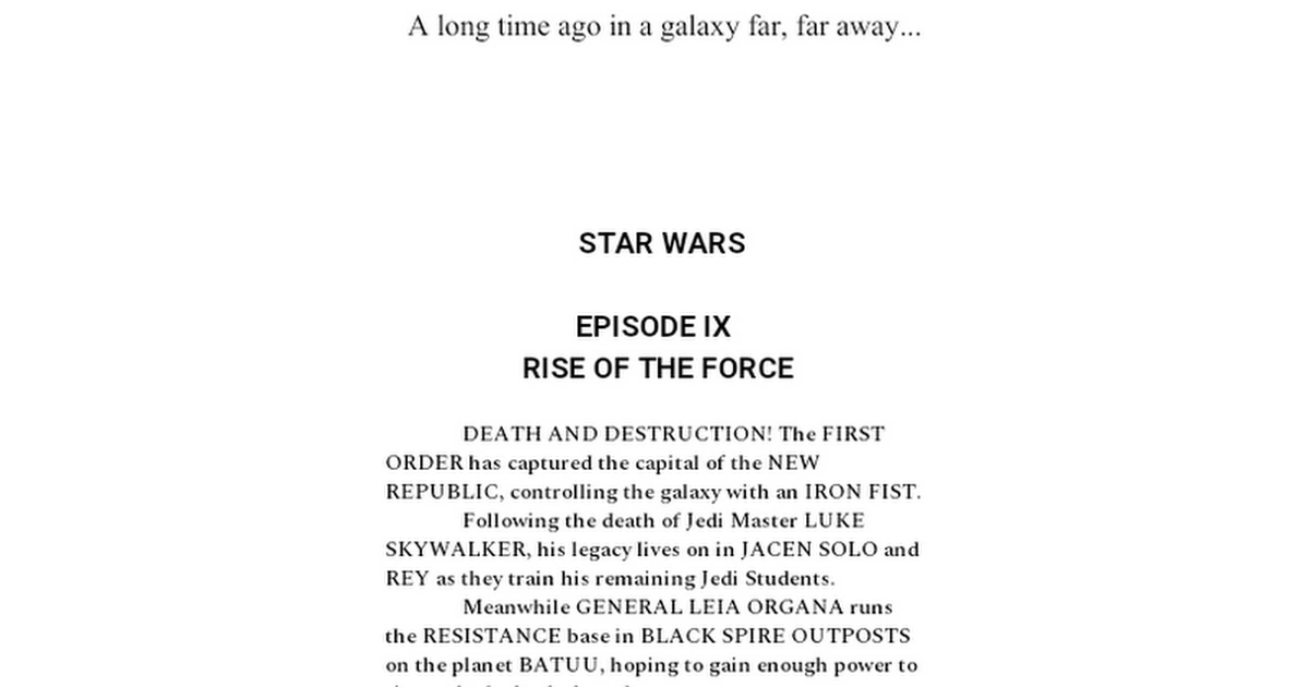 The time has come... my rewrite of Star Wars Episode 9 is now open to ...