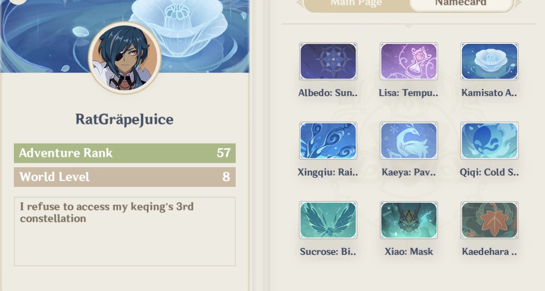 I finally got xiao’s name card | Fandom