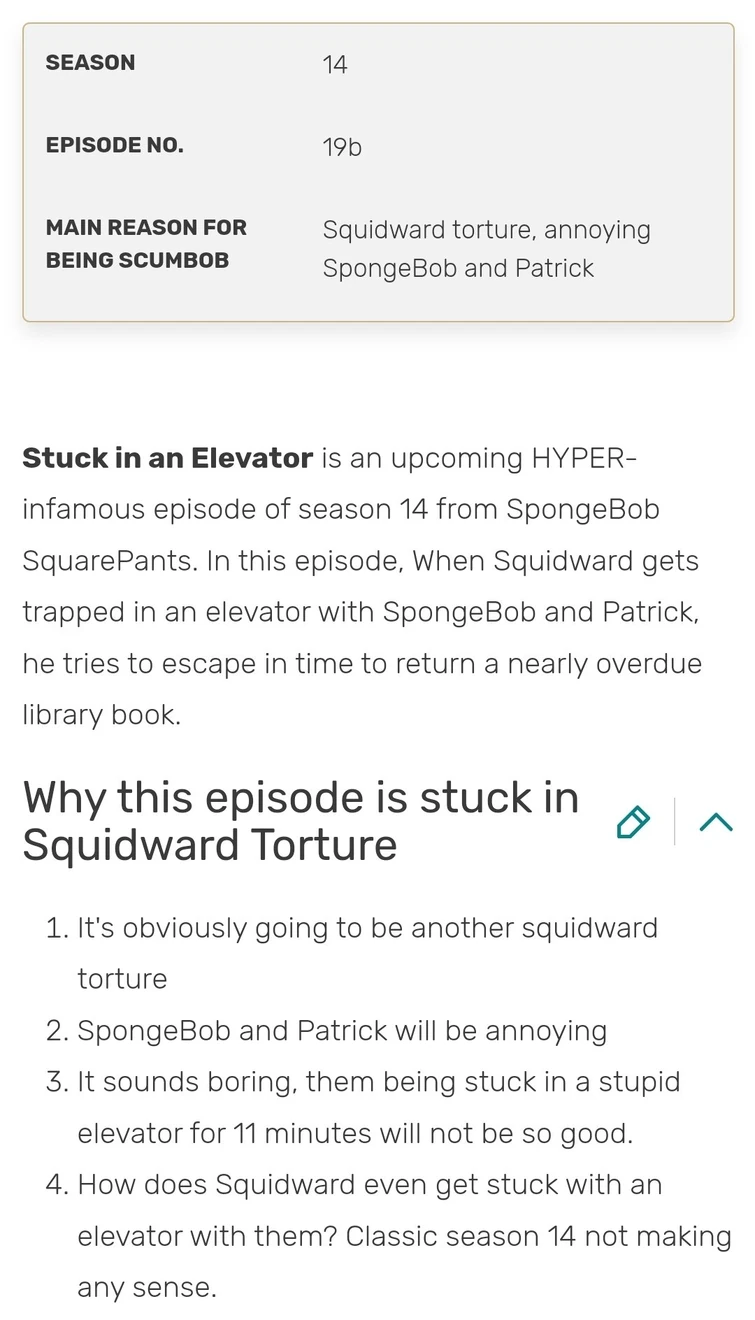 ScumBob wiki had a page for an episode that didn't even come out yet 💀 ...