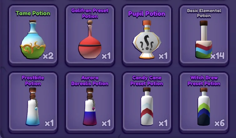 Trading all these potions for tertiary color potions and material pots ...