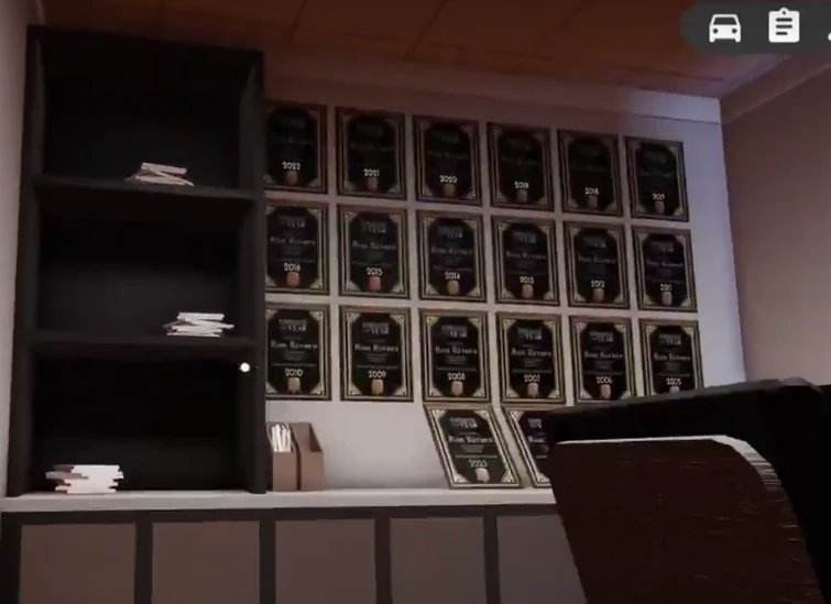 There is a Toyota Tacoma key fob on the shelf inside of Ron Rivers ...