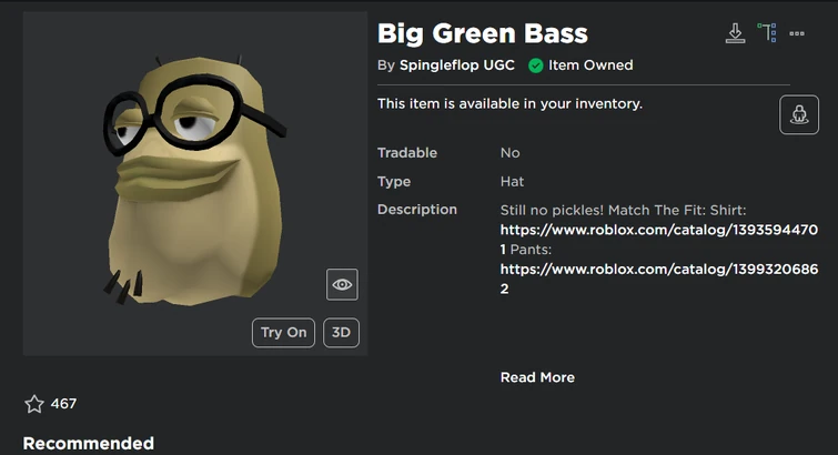 ROBLOX has a Bubble Bass head! | Fandom