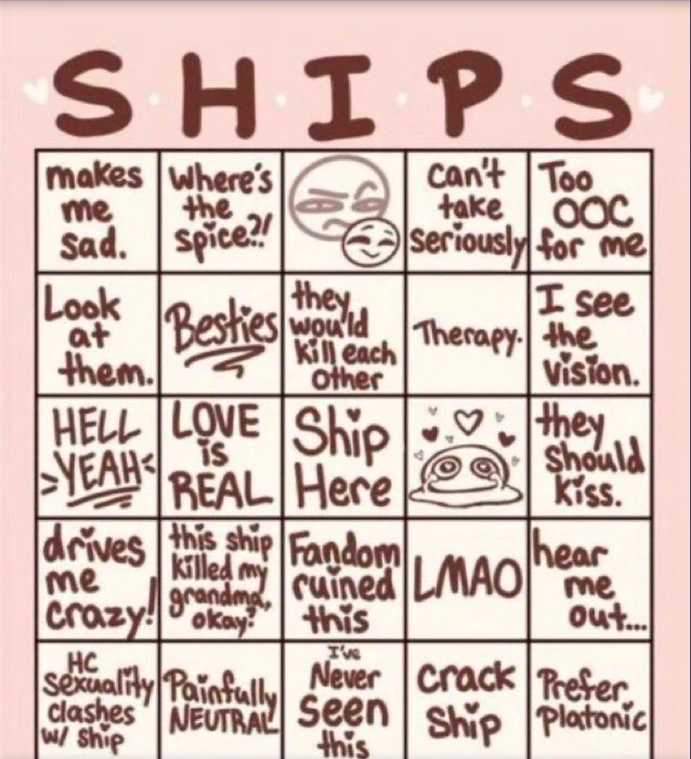 ship bingo | Fandom
