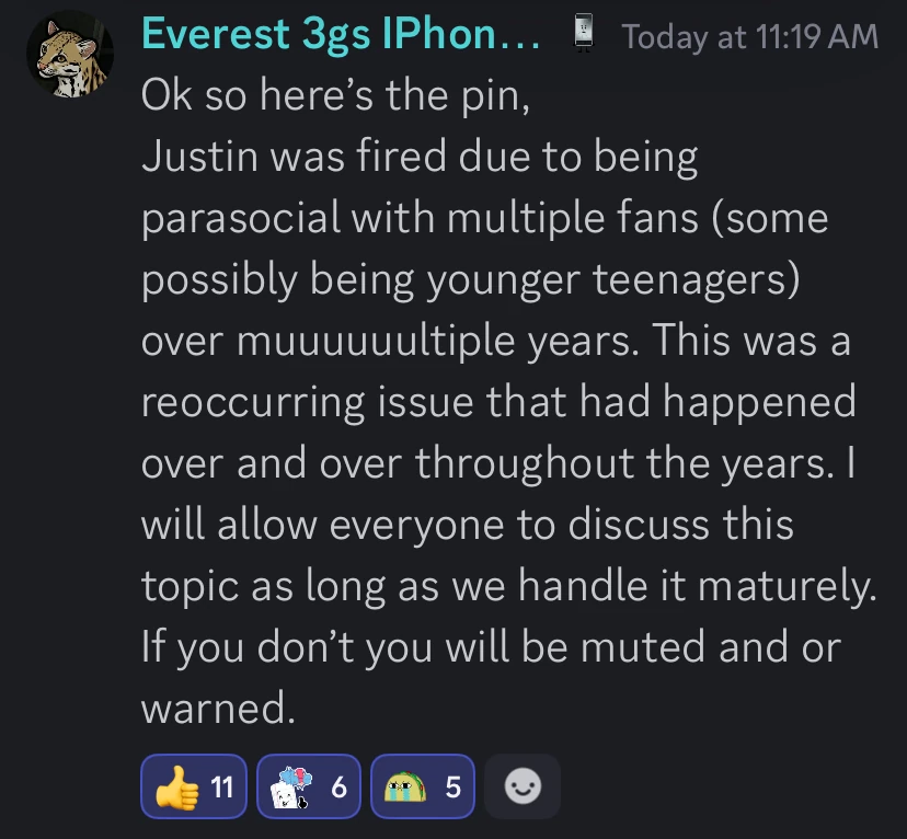 I’m not sure if this allowed here but this is what happened to Justin ...
