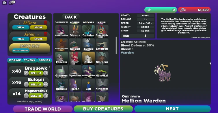 trading hellion warden for 69 brequewk | Fandom