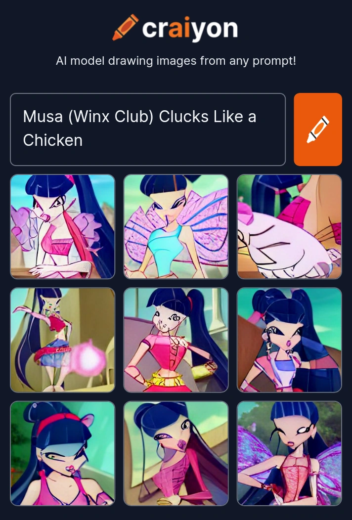 Musa (Winx Club) Clucks Like a Chicken on craiyon.com | Fandom