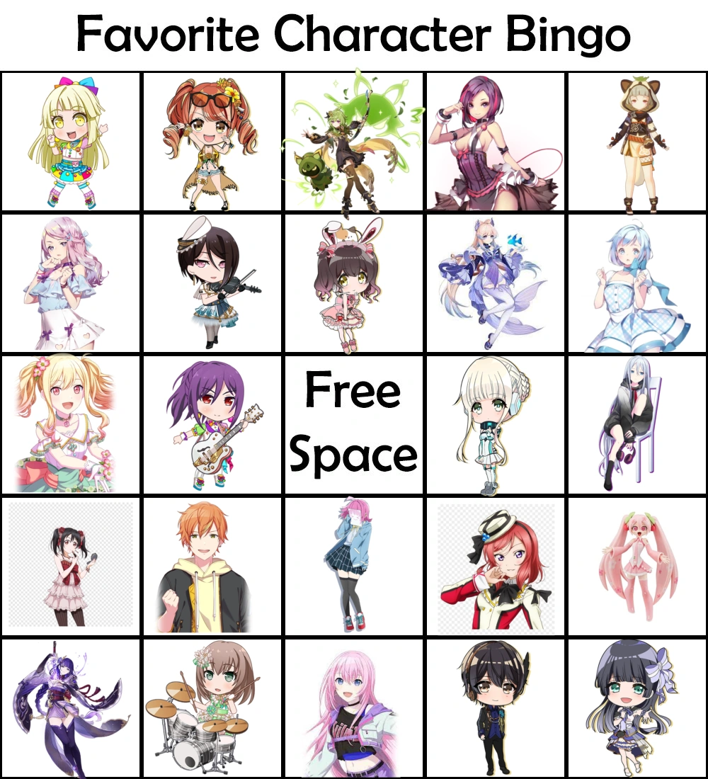 Fill out my favorite character bingo! | Fandom