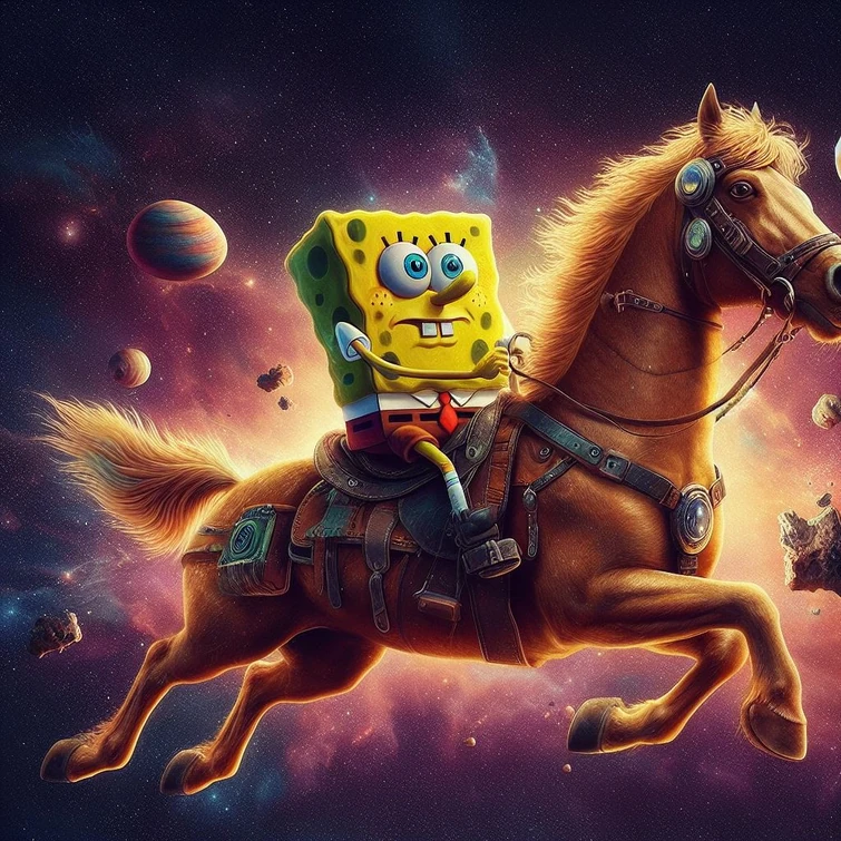 Some AI Art of SpongeBob Riding a Horse in Outer Space | Fandom