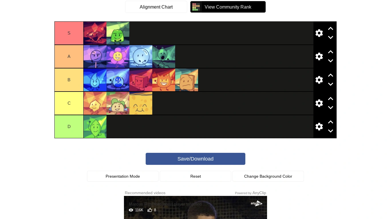 my bfb tier list | Fandom