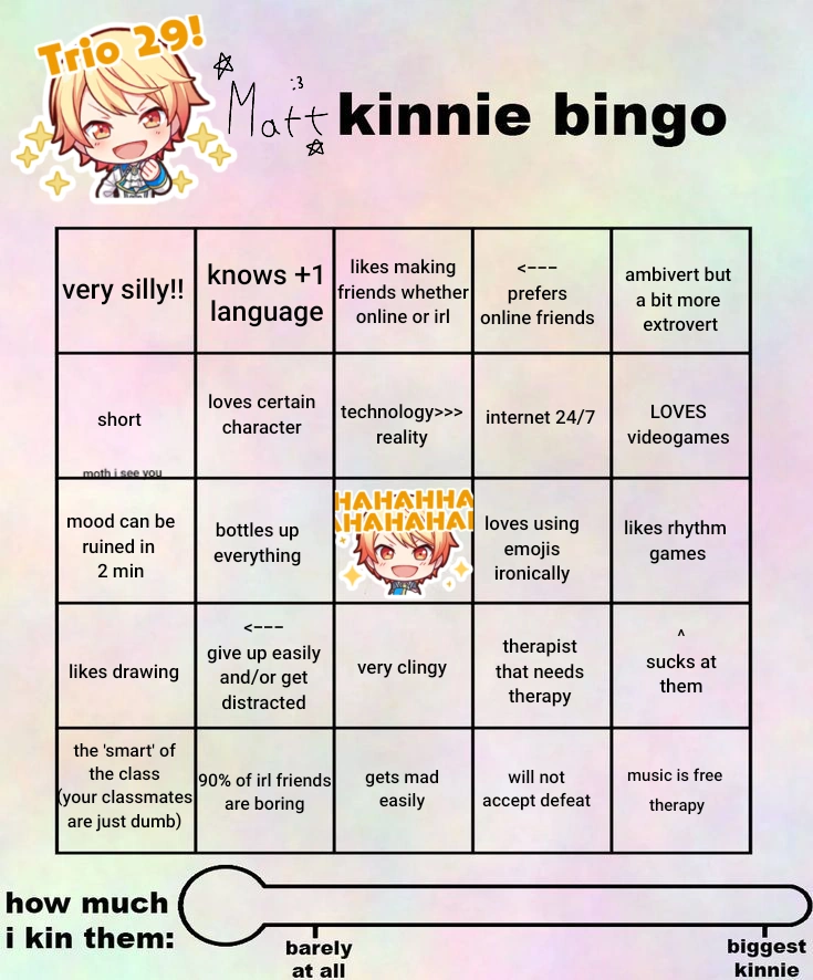 Remade my kinnie bingo because i was bored | Fandom