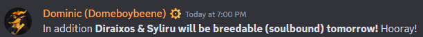 syliru and diraixos will be able to be bred tomorrow! | Fandom