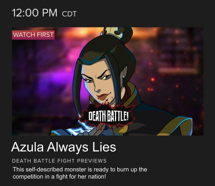 Fight Previews for (what else?) Azula vs. Cyclonis | Fandom