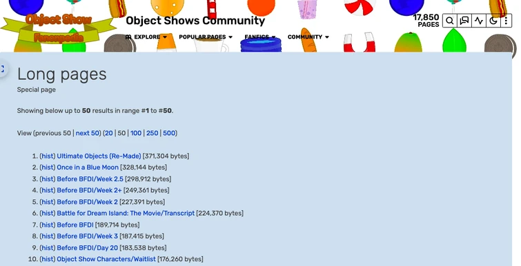 Object Show Characters/Waitlist's now the 10th longest page in this ...