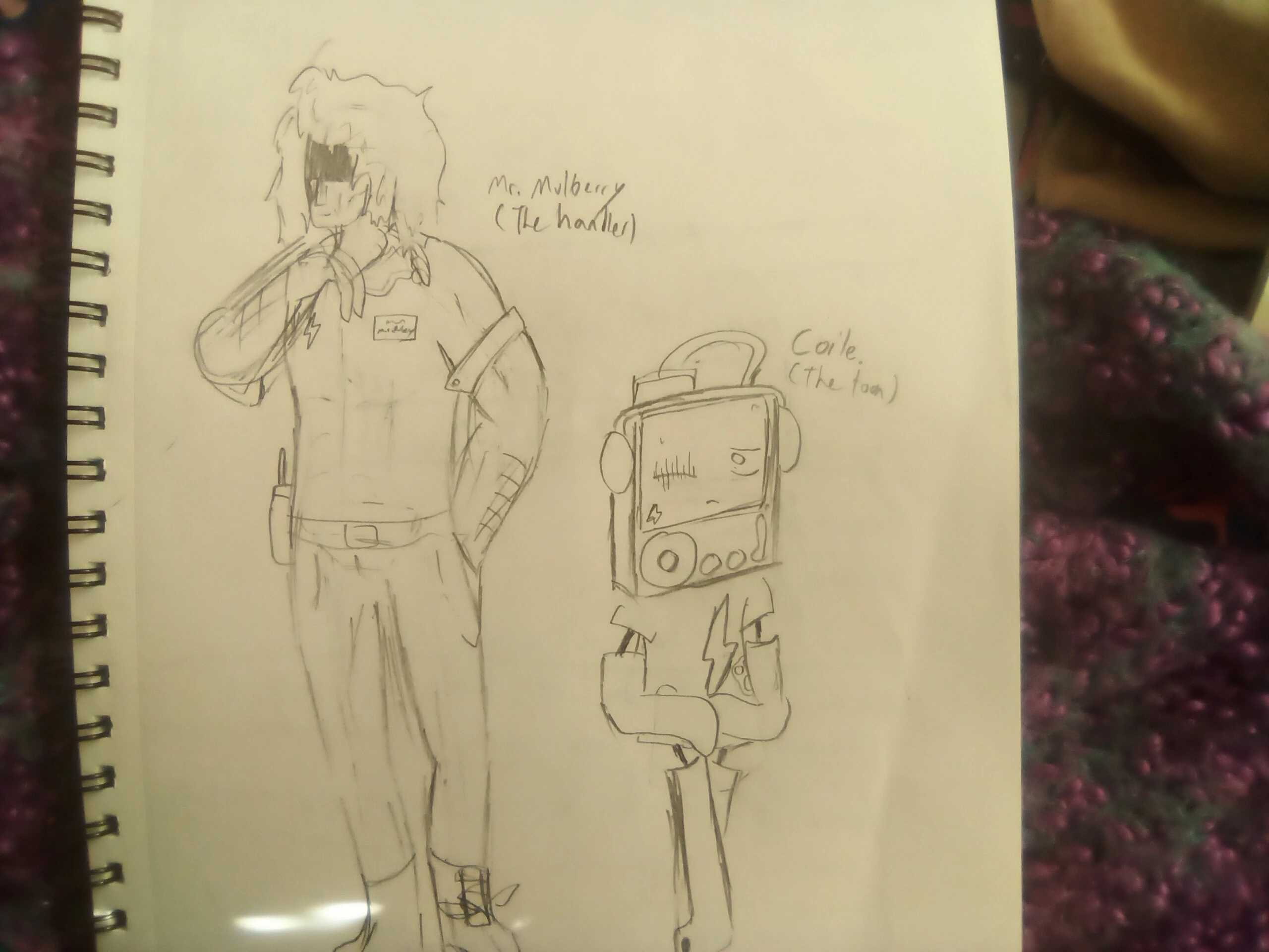 Uh doodle of my Dw OC and his handler | Fandom