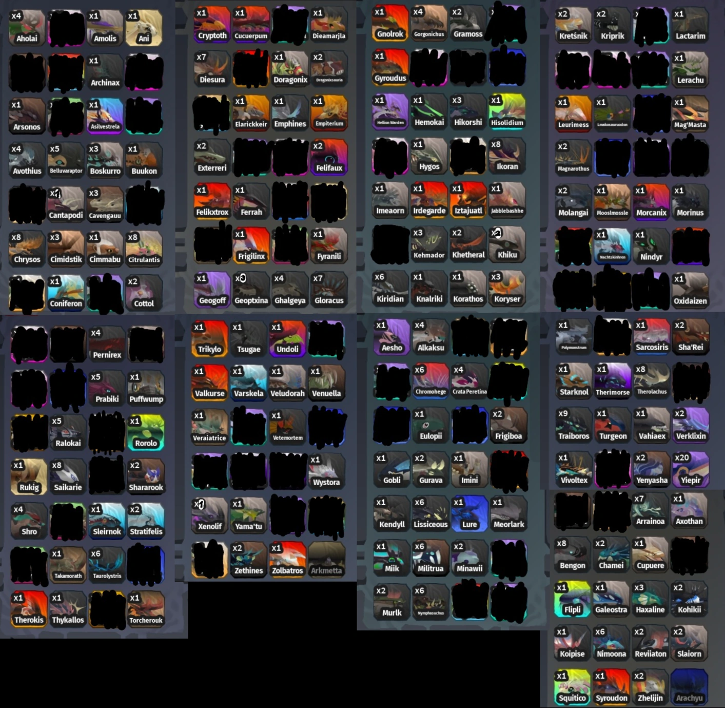 Lf a few very specific Minthwyrm muts, 2 Keruku muts and 3 Dalitil muts, and selling some things ...