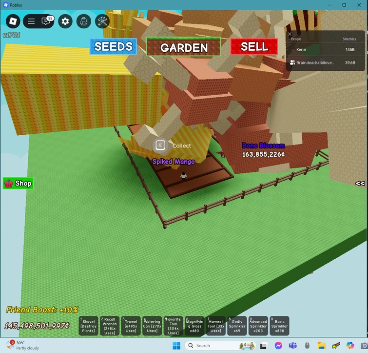 should i use gm sprinkler to get more big bone blossoms or save up for update | Fandom