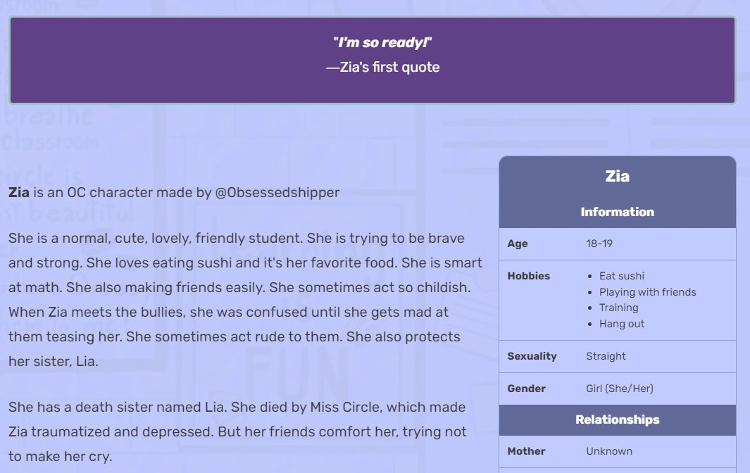 Creating my OC page on my sandbox | Fandom