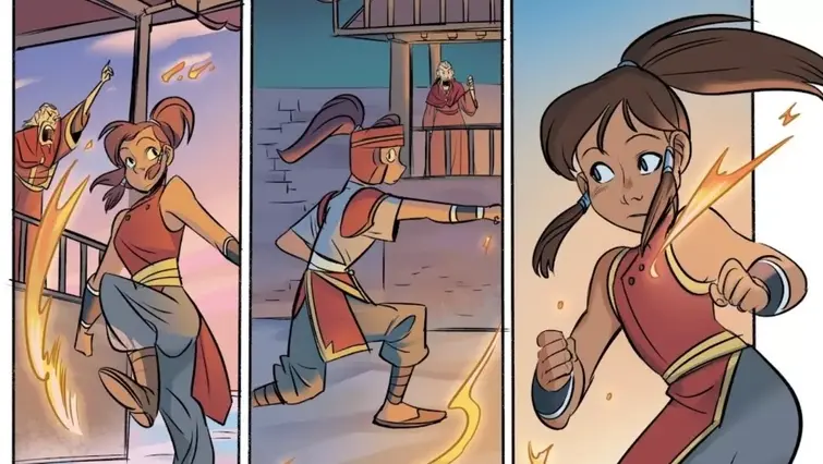 Little Korra practicing waterbending and firebending | Fandom
