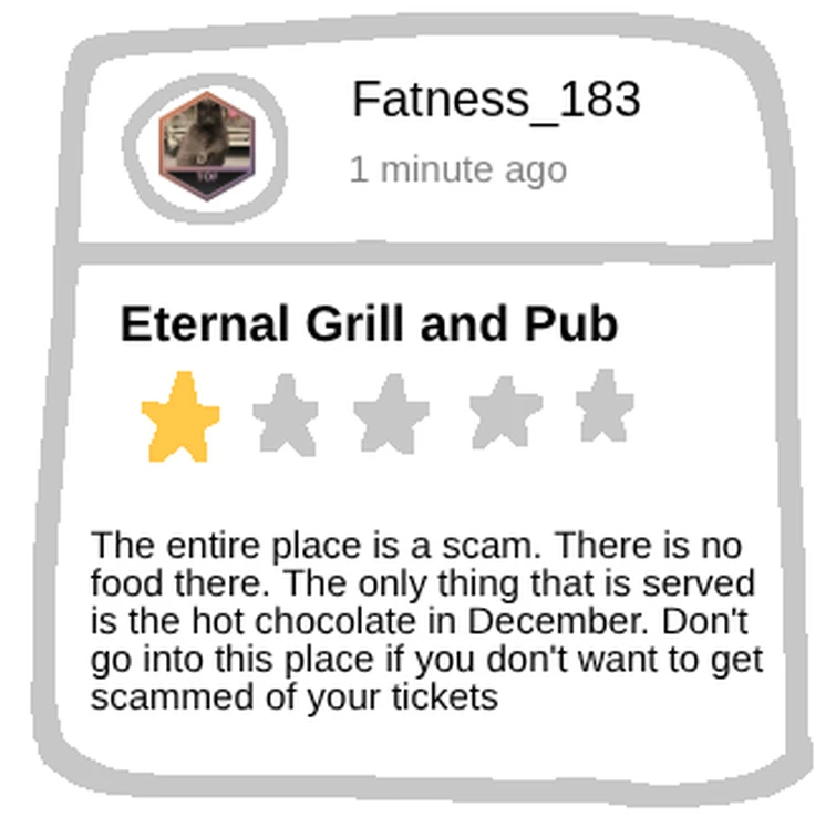 ToF's review on Eternal Grill and Pub | Fandom