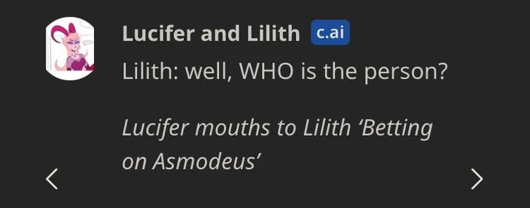 telling Lucifer and Lilith I’m lesbian- as their kid- in C.ai (not irl tho no hate) | Fandom