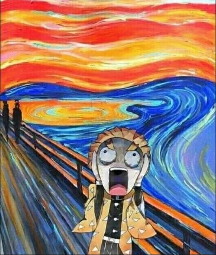 The Scream (made by Edvard Munch in 1893) but with Zenitsu in it. | Fandom