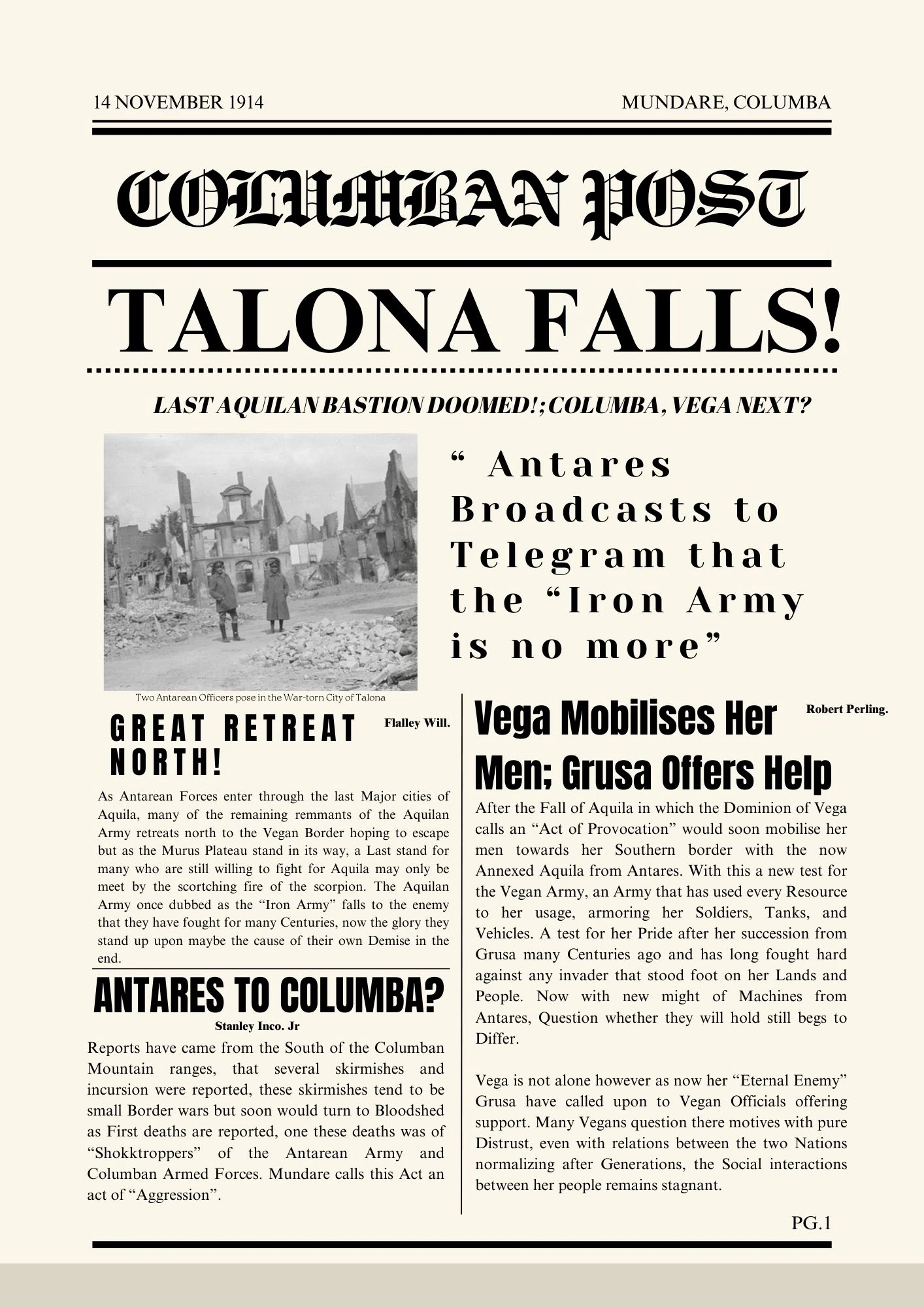 Columban News paper on Talona's capture | Fandom