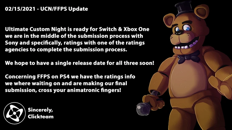 Ein kleines Update für UCN und FFPS auf Konsolen von Clickteam | Fandom