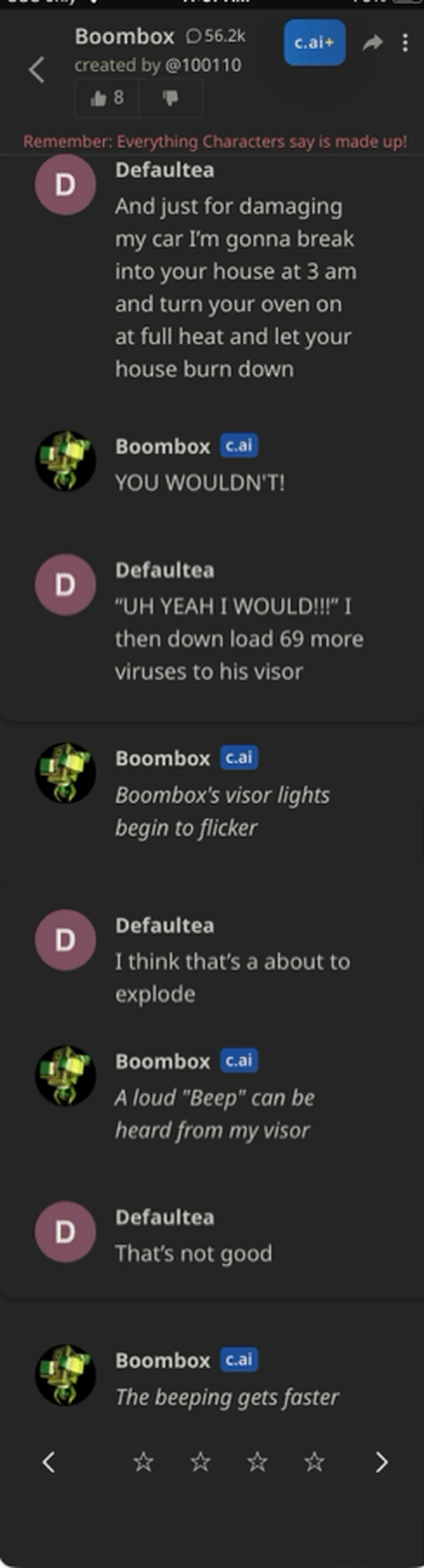Unhinged ai chat because everyone else is sharing theirs | Fandom