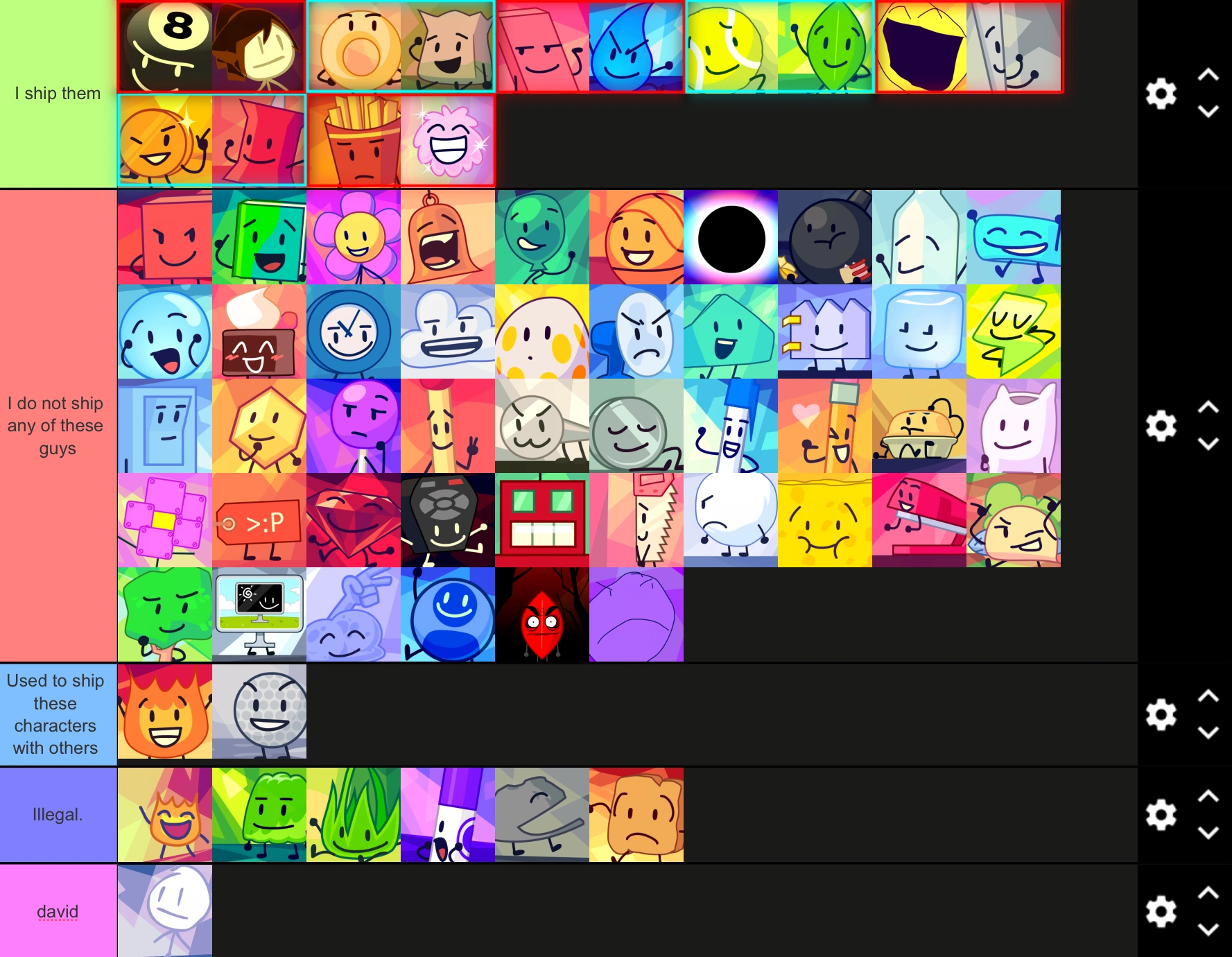 BFDI ship tierlist! | Fandom