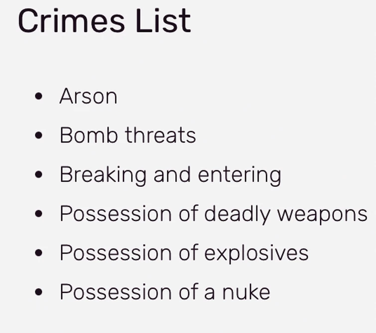 Crime list😨 | Fandom