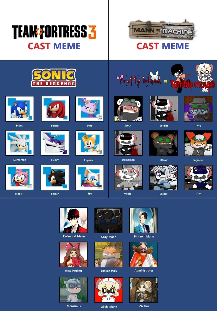 Team Fortress 3 Cast Meme : Sonic The Hedgehog & Pretty Blood+Terrible ...