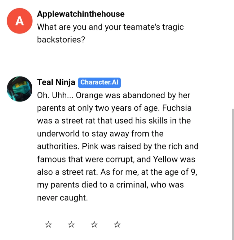 Teal Ninja because Beta Character Ai is back up, baby! | Fandom