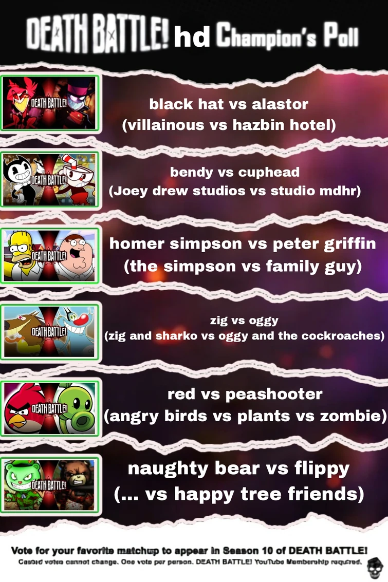 I made my own Death battle champion poll hd what matchup | Fandom
