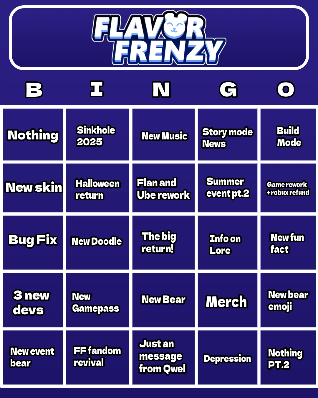 Flavor Frenzy Bingo Card For July 6th | Fandom