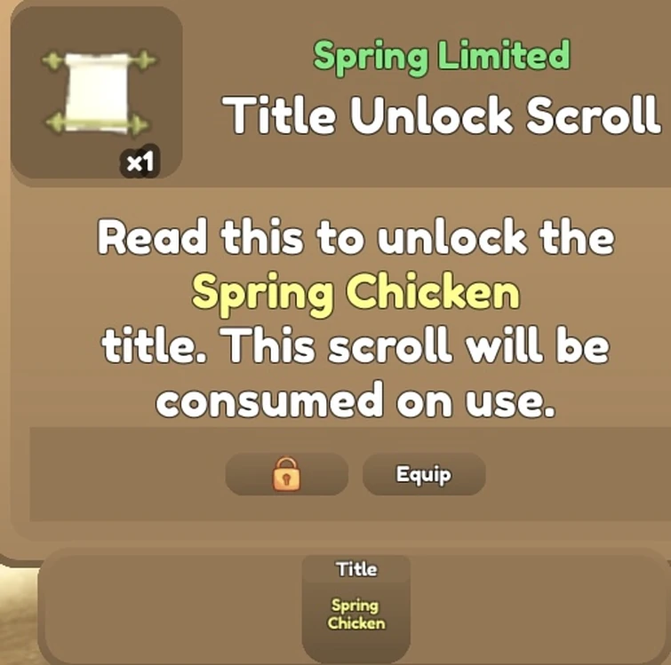Trading spring chicken title | Fandom