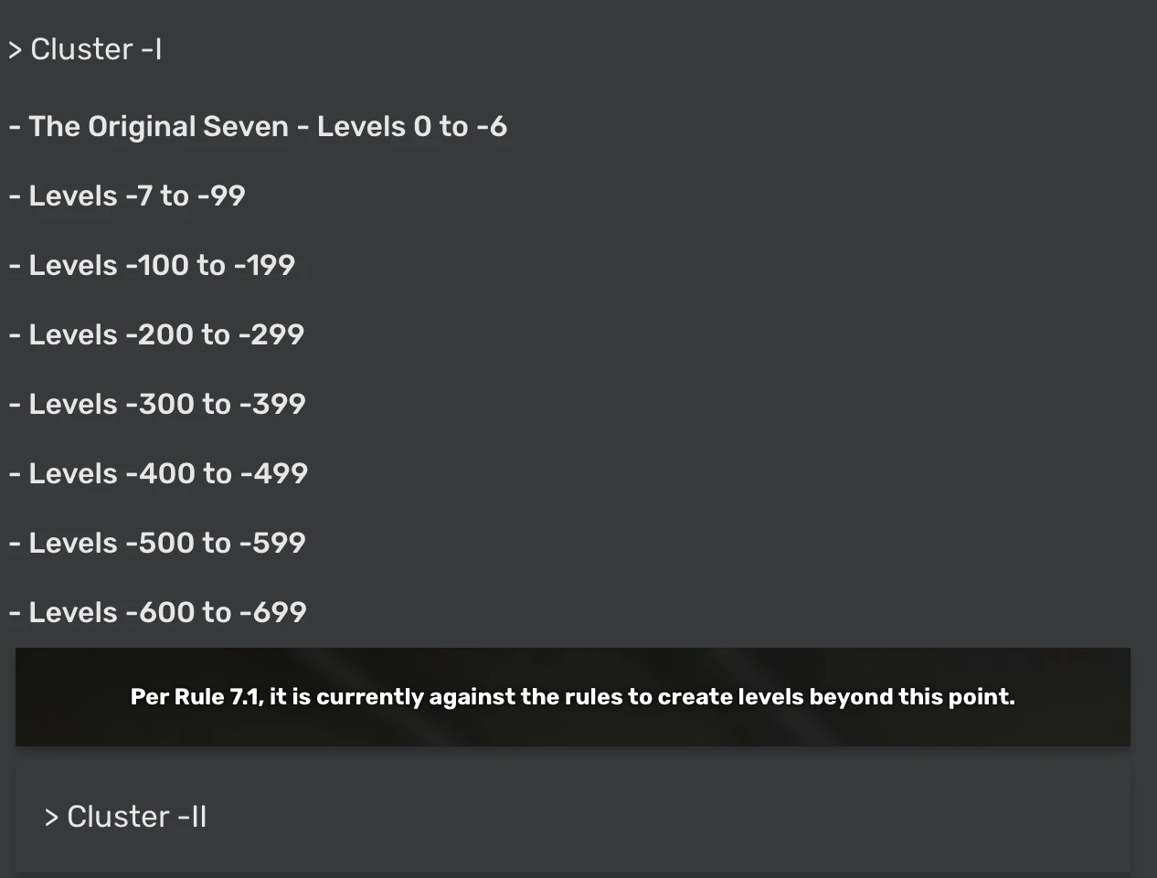 Uhh guys the negative levels list is broken again… | Fandom