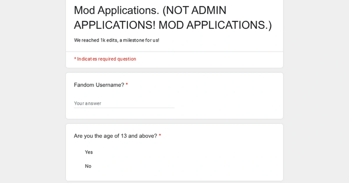 mod applications (not admin applications!) | Fandom