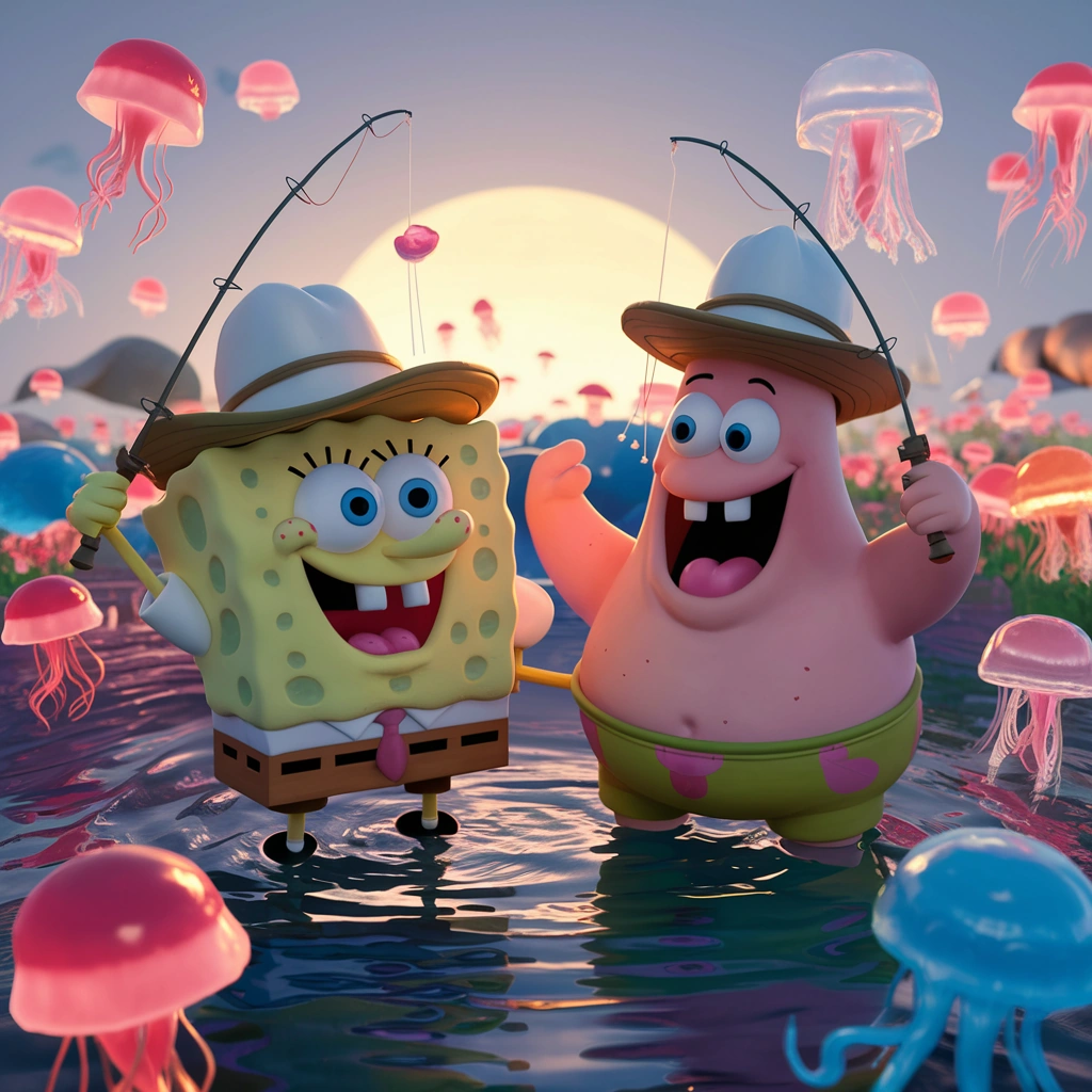 SpongeBob and Patrick catching jellyfishes (extended version) | Fandom