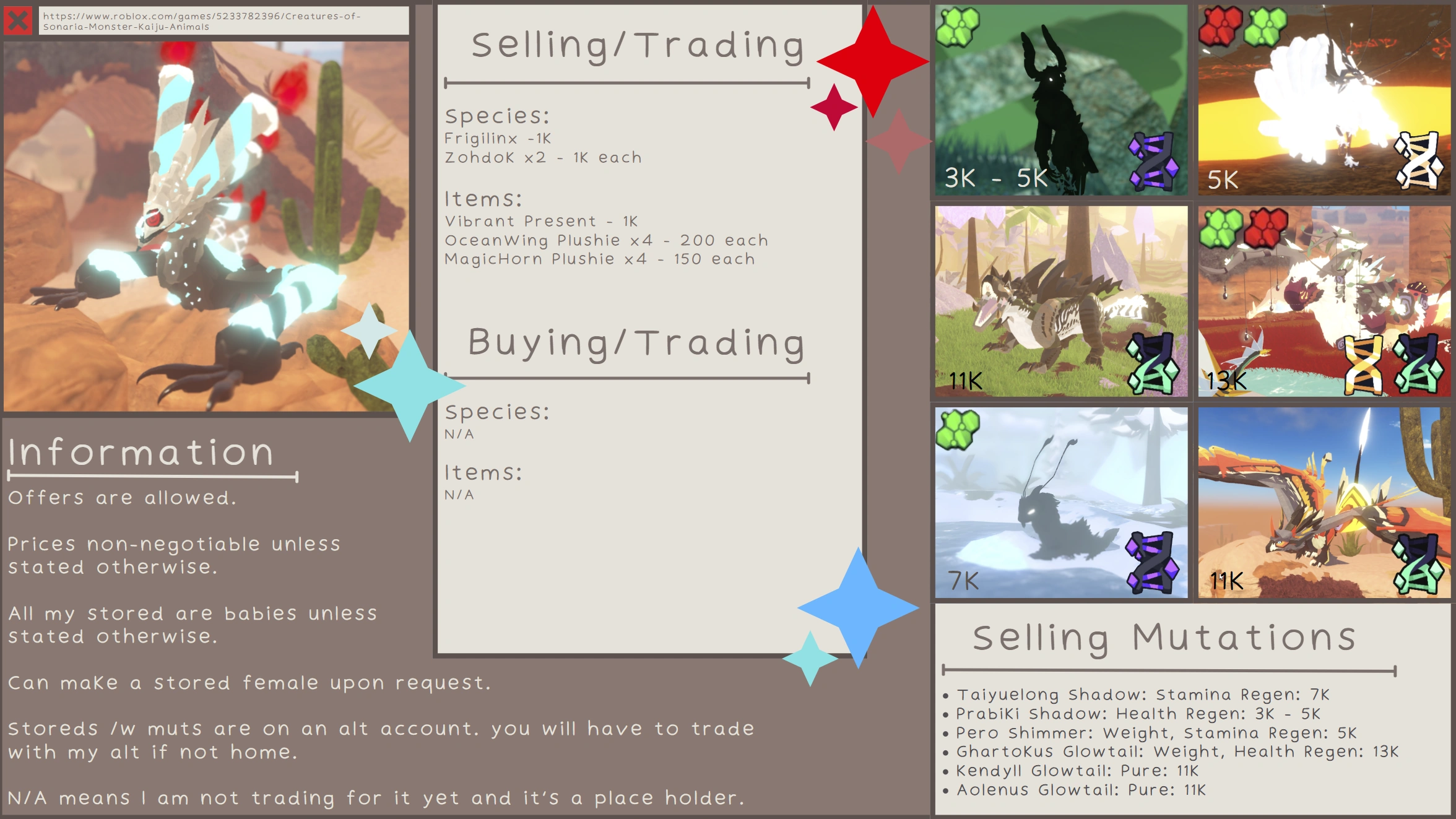 Selling Species and Mutated Creatures | Fandom
