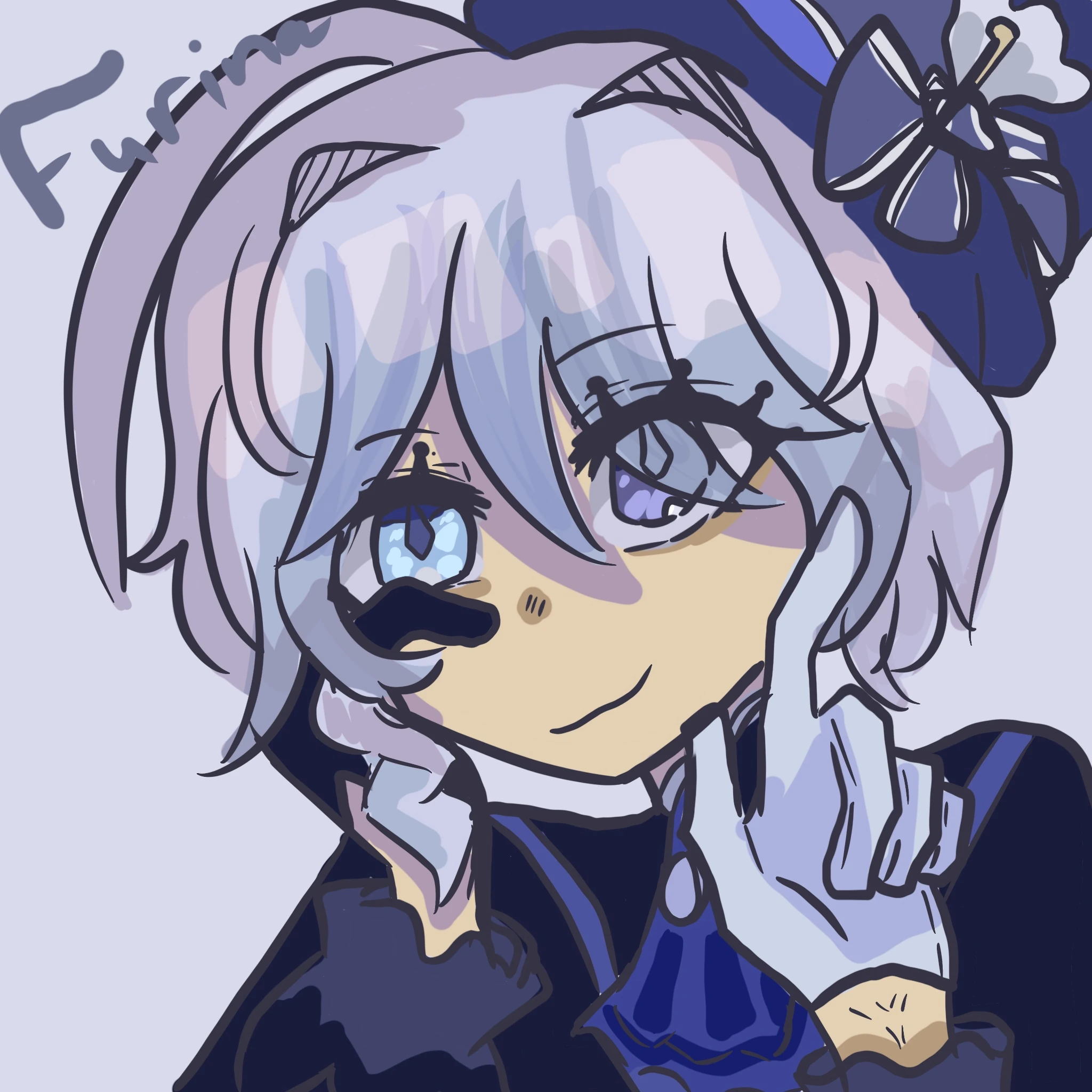 I kinda drew Furina today??? (in my goofy ah excuse for the tbhk style ...