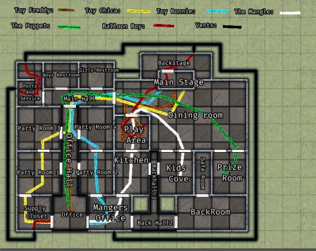 FNaF 2 Revamped Layout+ New Animatronic paths | Fandom