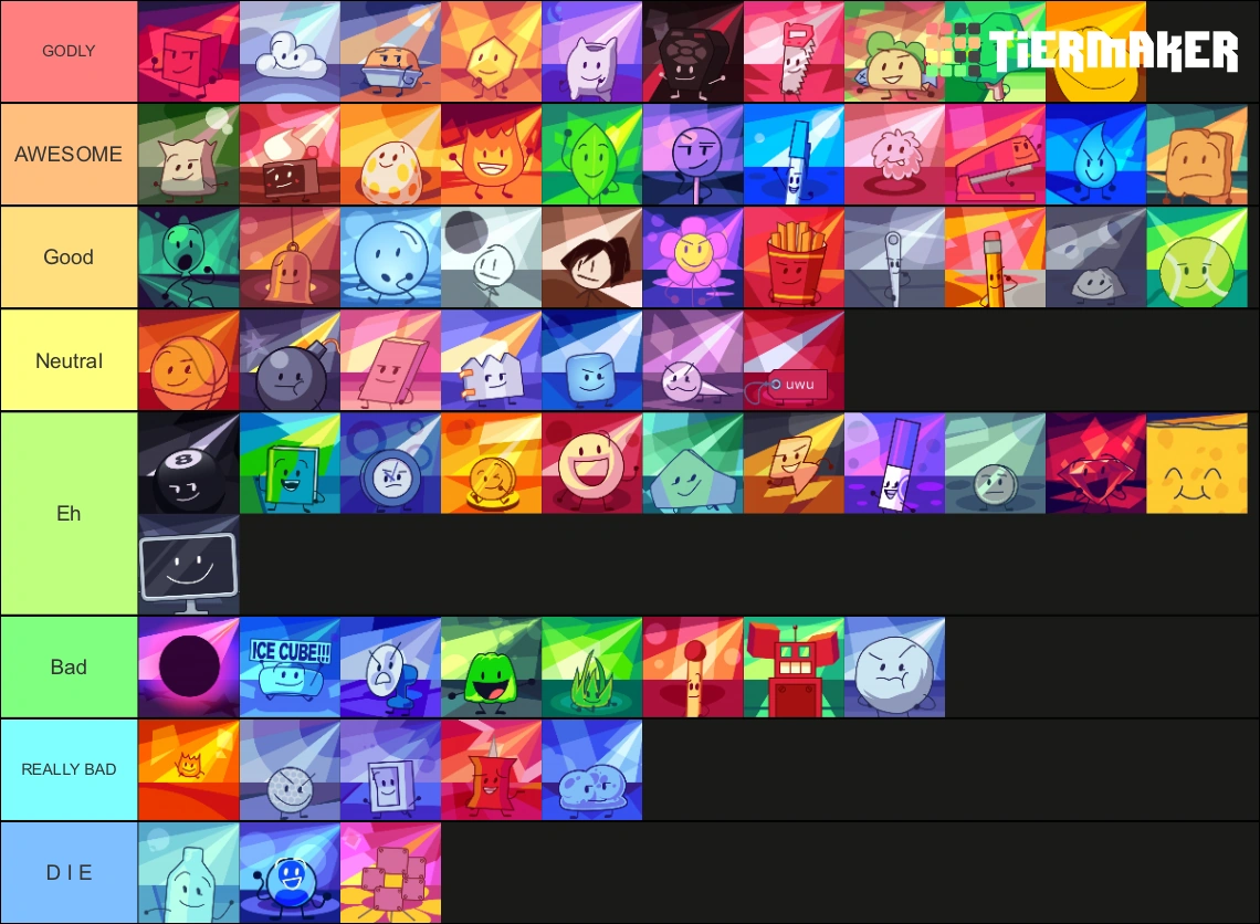 Updated BFDI Tier list | Fandom