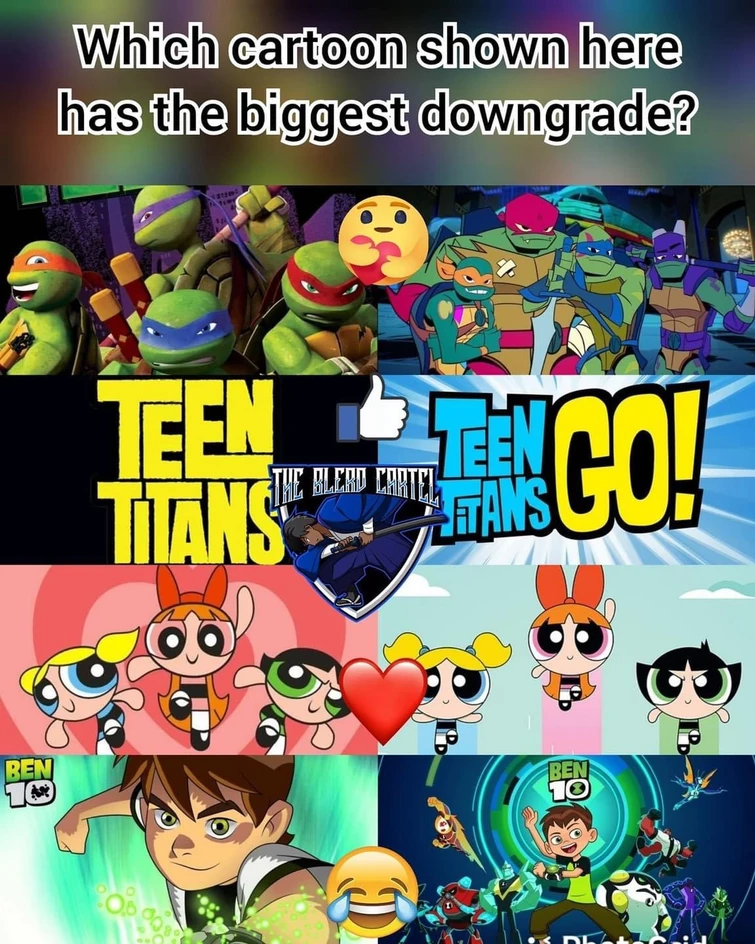 Which cartoon shown here has the biggest downgrade? | Fandom